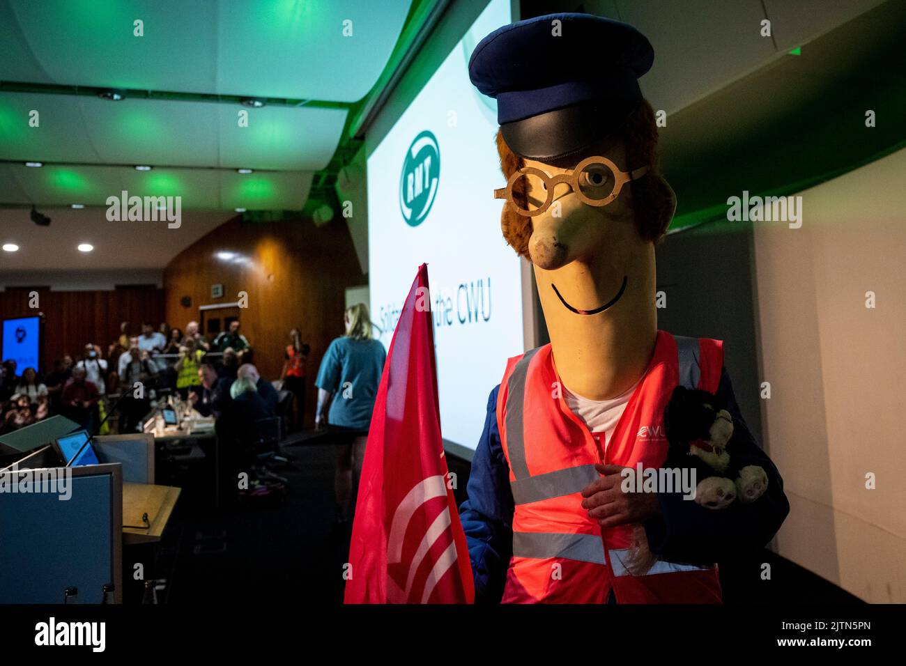 London, UK. 31 August 2022. A person in a Postman Pat costume at the ...
