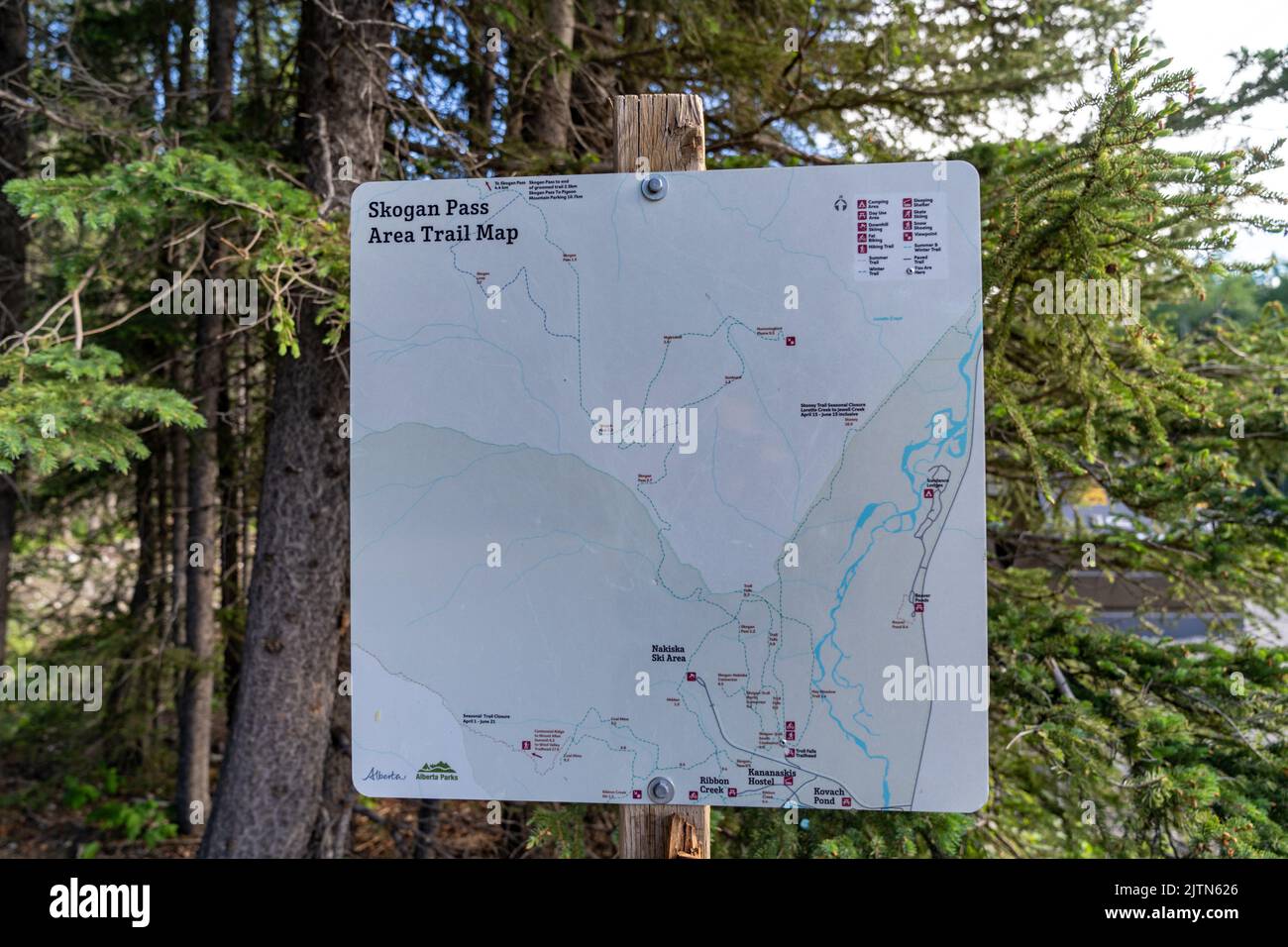 Kananaskis Country, Alberta, Canada - July 8, 2022: Map for Skogan Pass ...