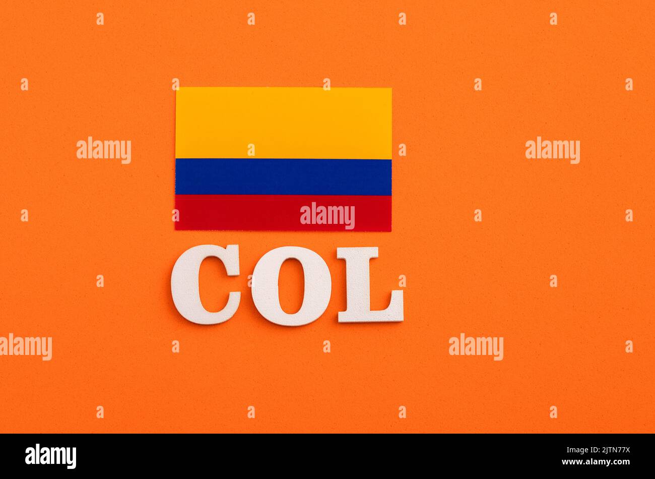 Acronym in wooden letters of the name of the country Colombia with its ...