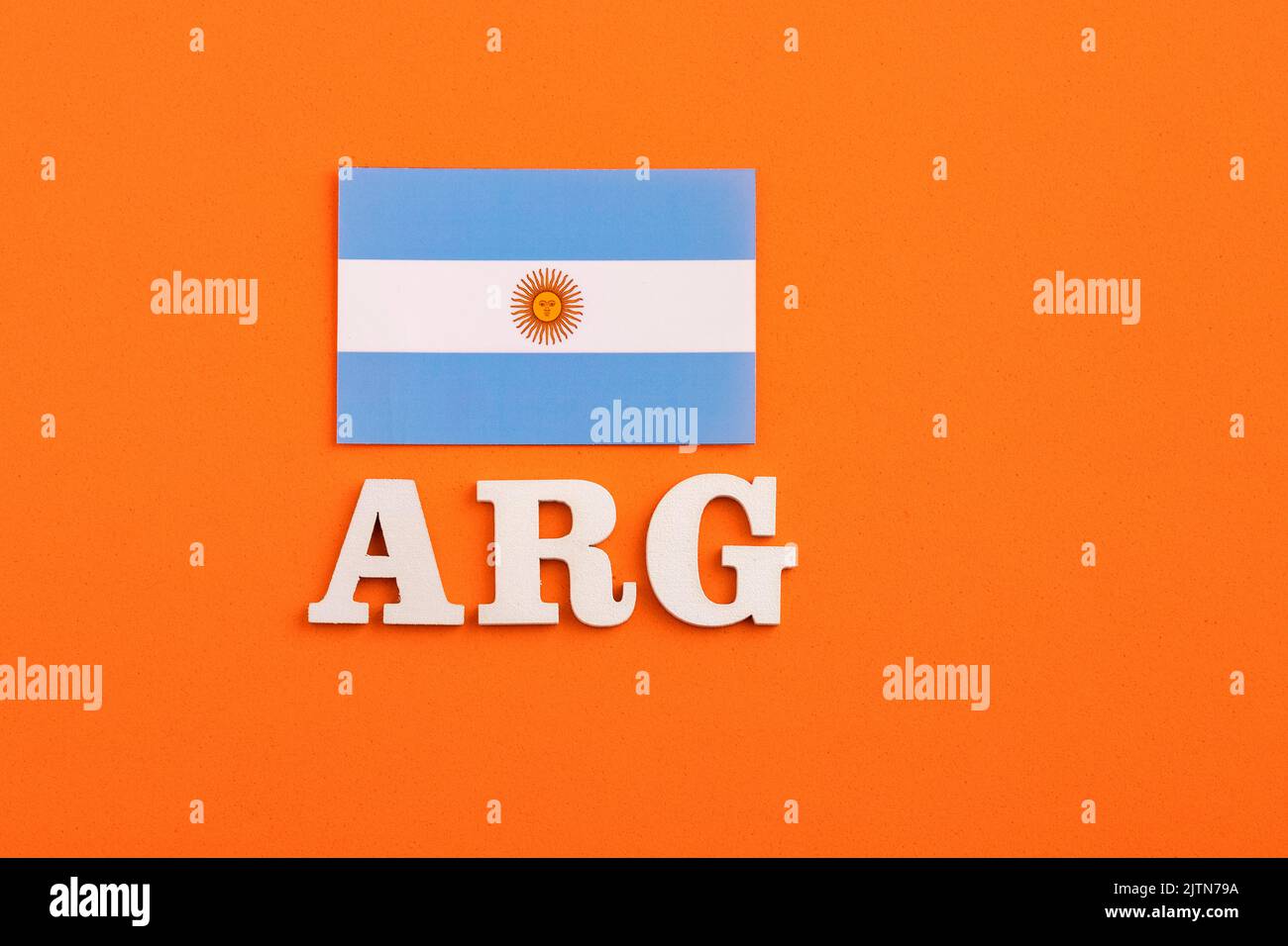 Acronym in wooden letters of the name of the country Argentina with its ...