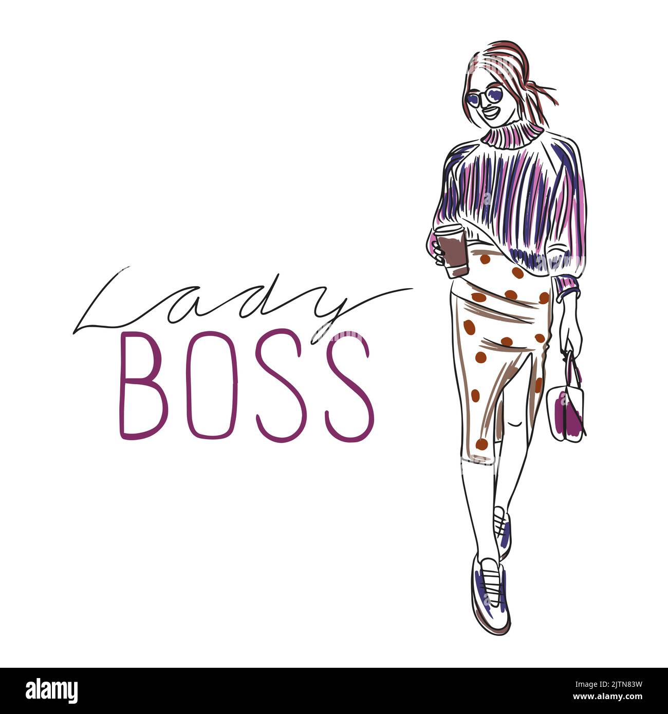 Stylish business woman coffee Stock Vector Images - Alamy