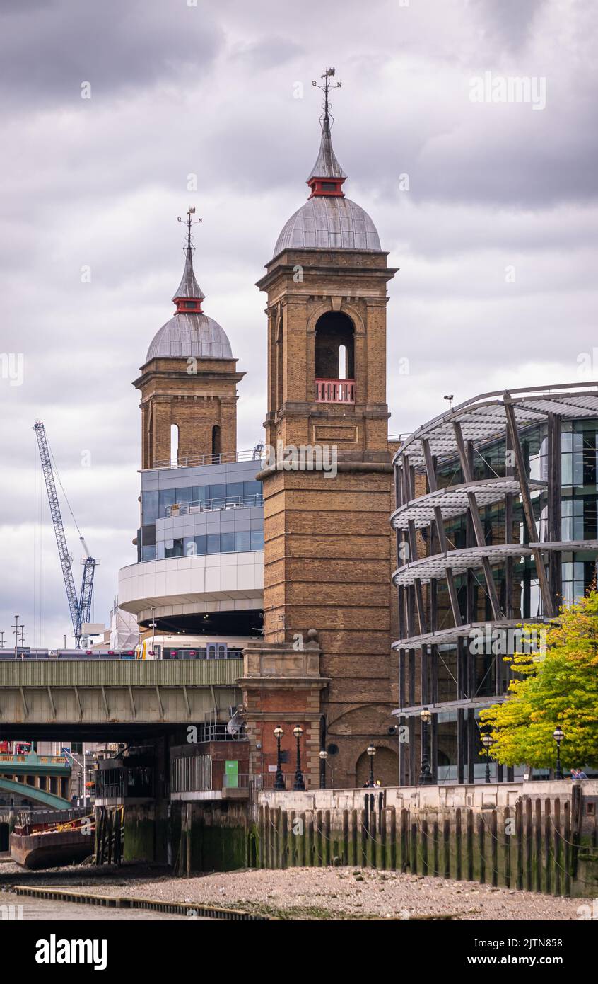 London, England, UK - July 6, 2022: From Thames River. 2 Brown stone ...