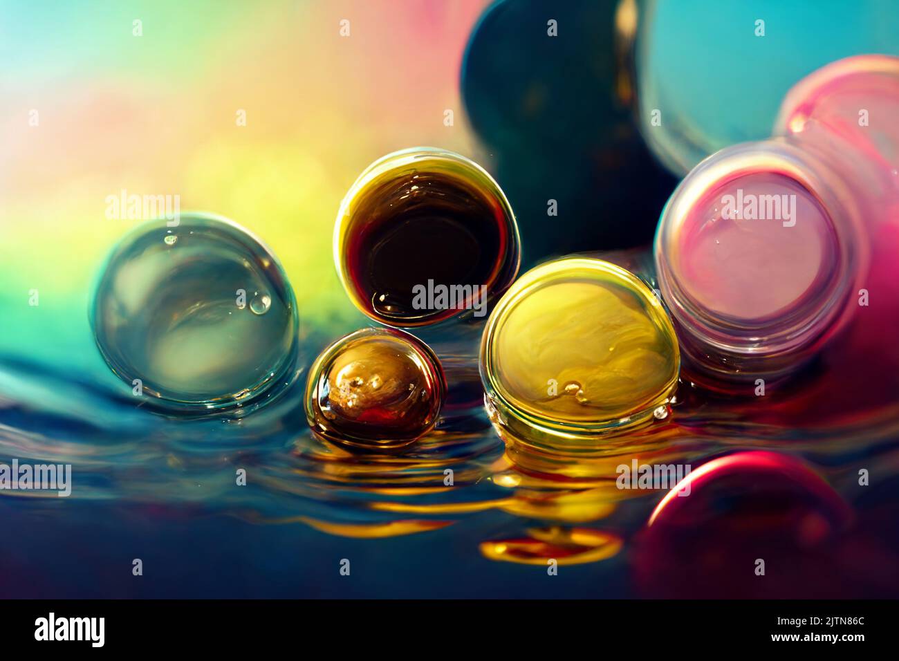 The color oil drops floating - Digital Generate Image Stock Photo - Alamy