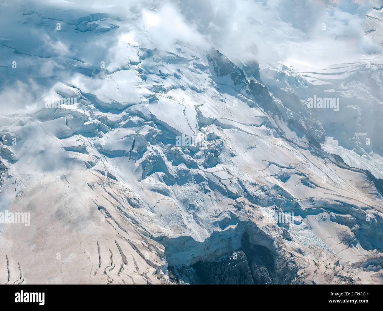 View of the Montblanc massif with its vertical glaciers at risk of ...