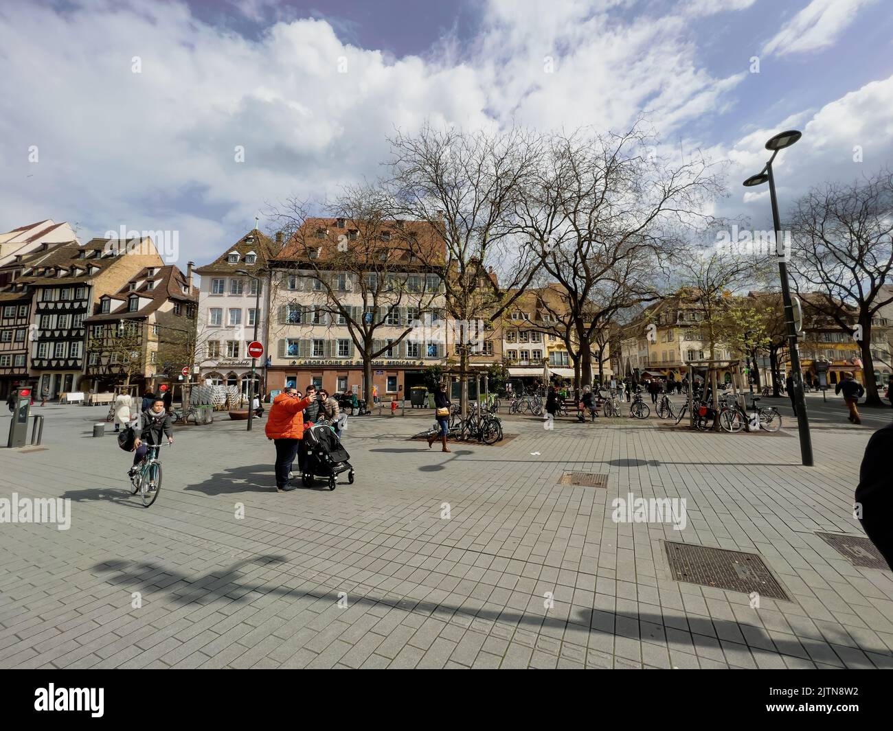 Strasbourg, France - Apr 10, 2022: Pedestrians walking on the Place du ...