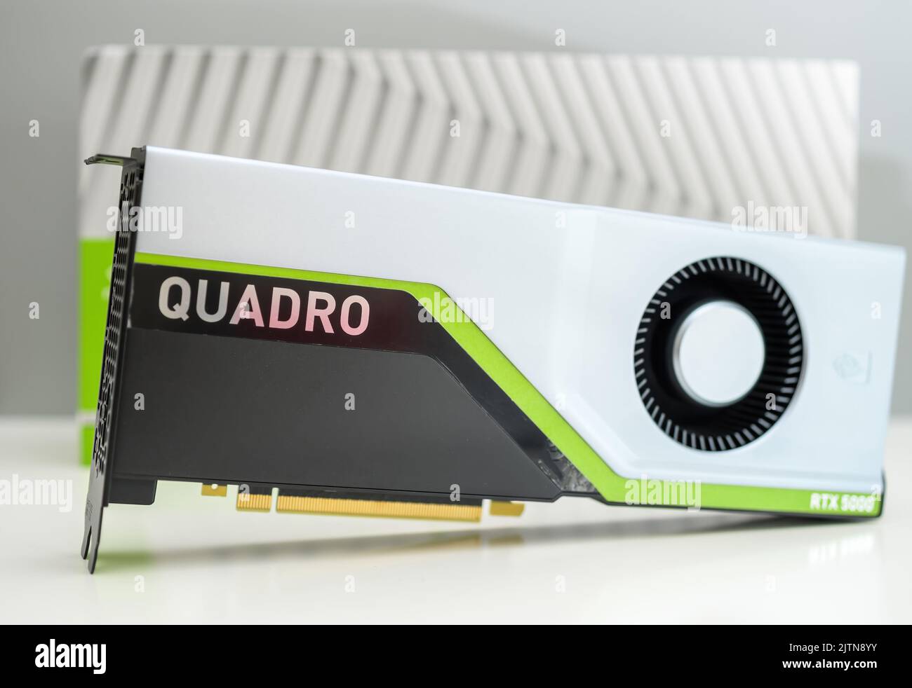 Paris, France - Mar 28, 2019: Hero project of new GPU Nvidia Quadro RTX ...