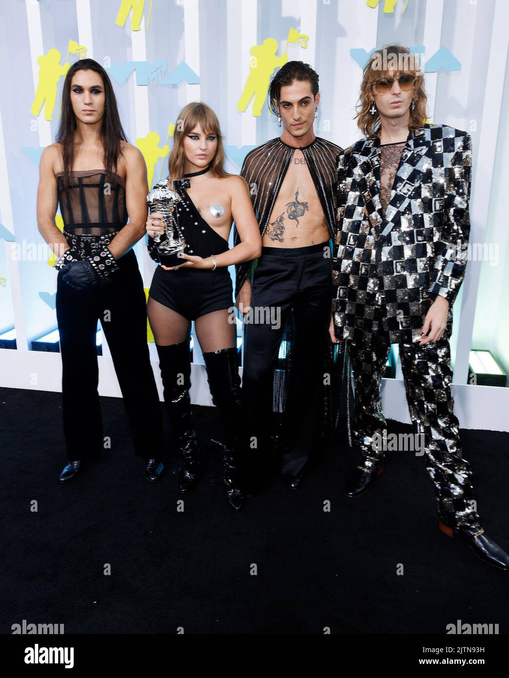 Newark, New Jersey, USA. 28th Aug, 2022. Ethan Torchio, Victoria De Angelis, Damiano David and ...