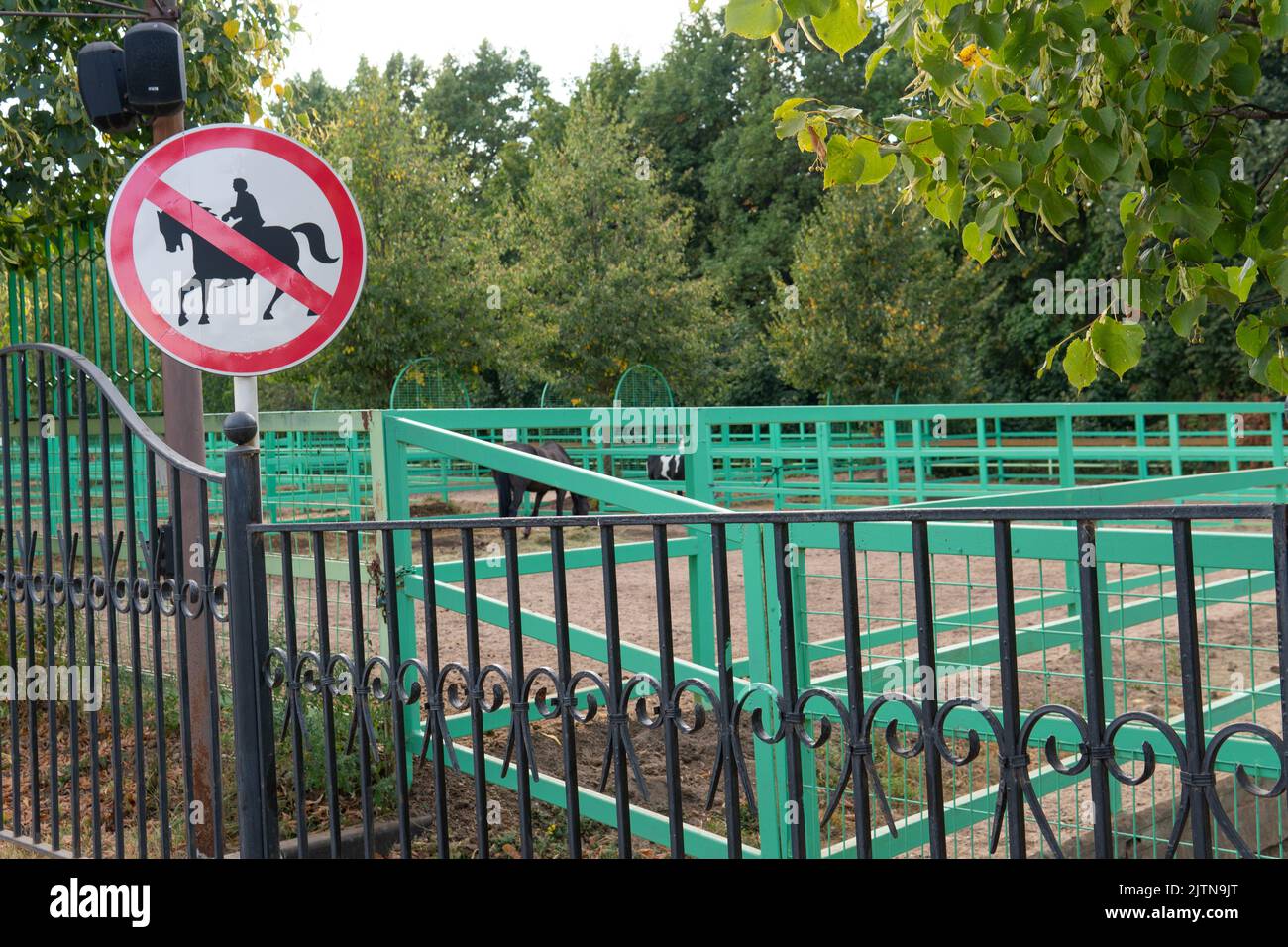 Horse warning sign symbol forbidden red horseback safety caution ...