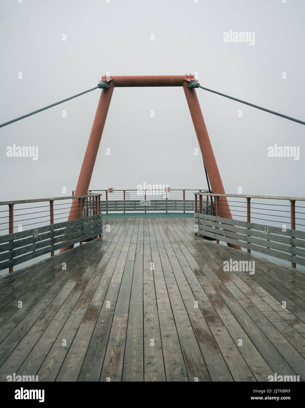Modern observation deck on a rainy day, Percé, Quebec, Canada Stock ...