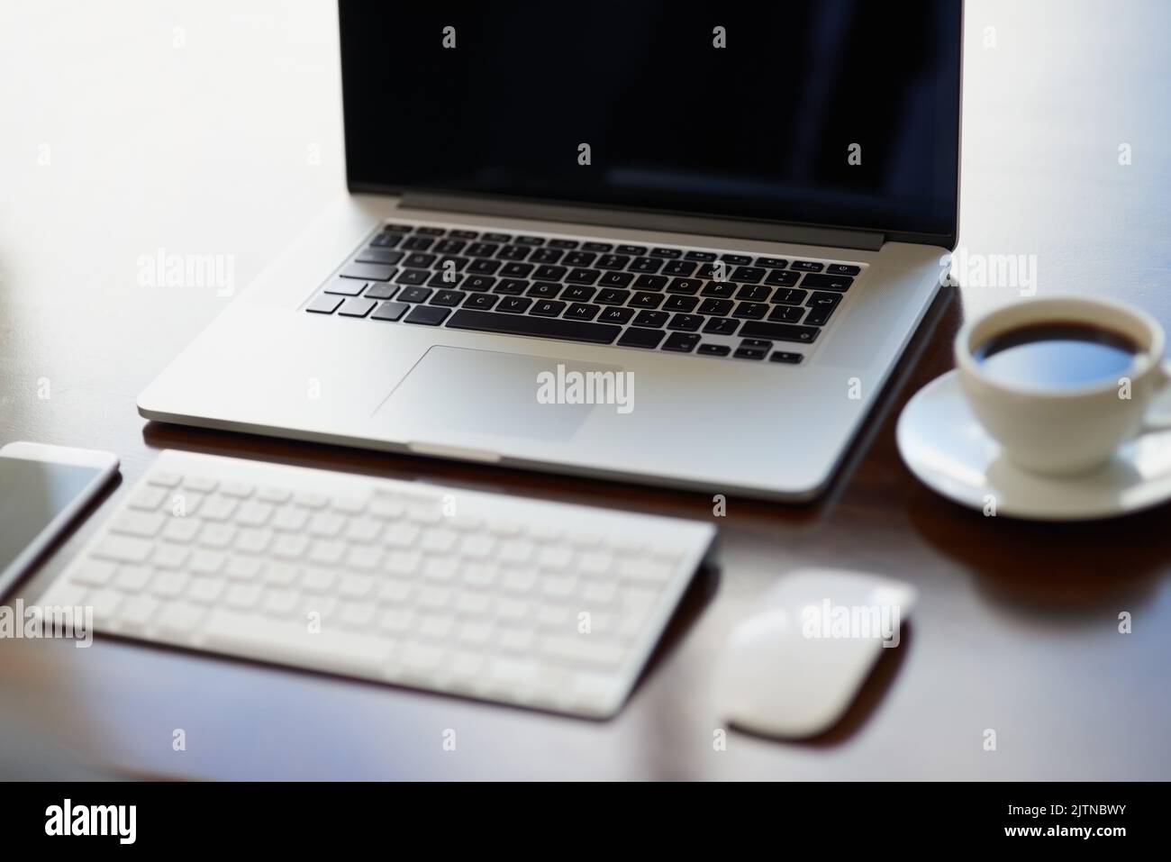 Organise your office space for maximum productivity. High angle shot of ...