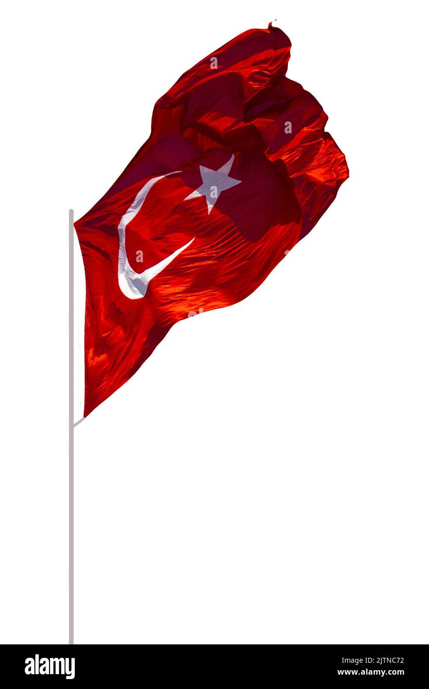 National Flag Republic of Turkey. White crescent moon and star on red ...