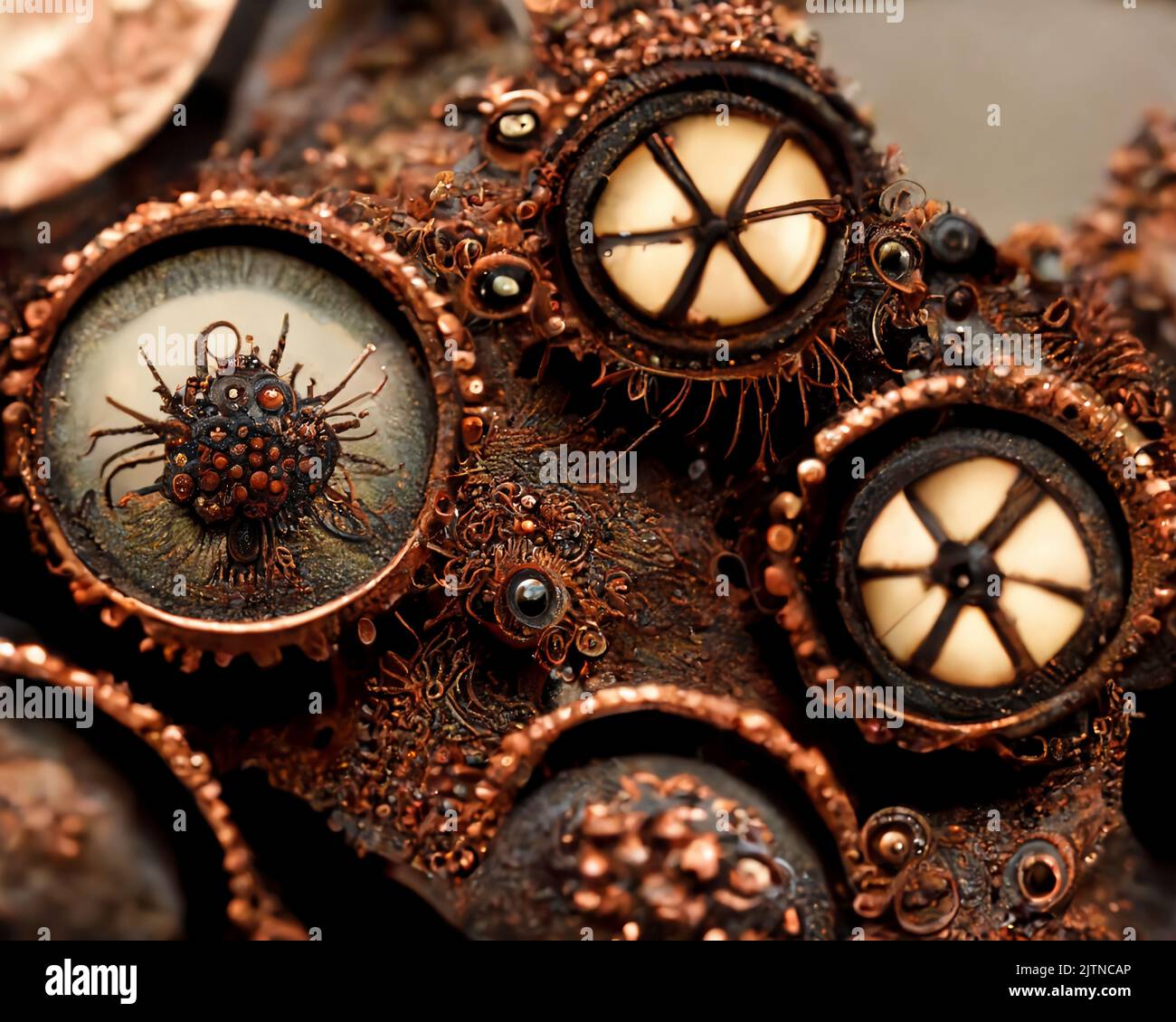 A detailed 3D abstract illustration of a Steampunk Virus Stock Photo ...