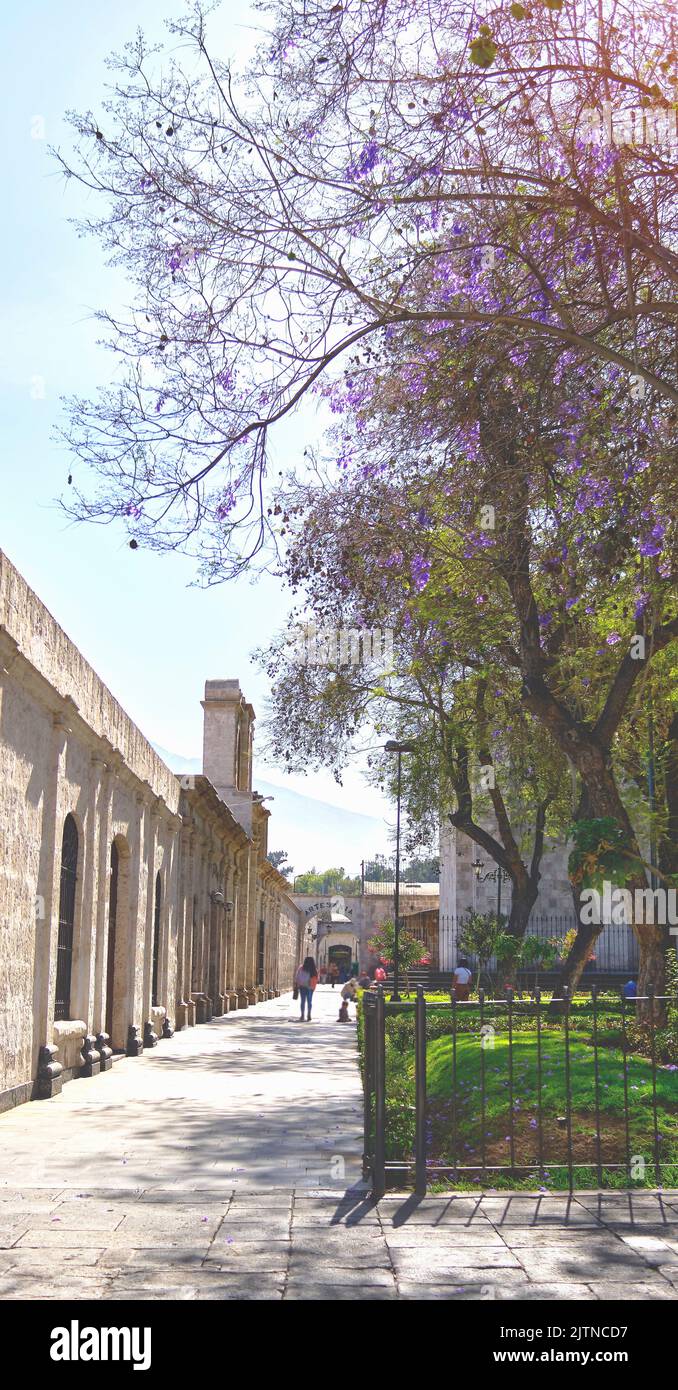 Beautiful colonial buildings and streets in the Peruvian city Arequipa ...