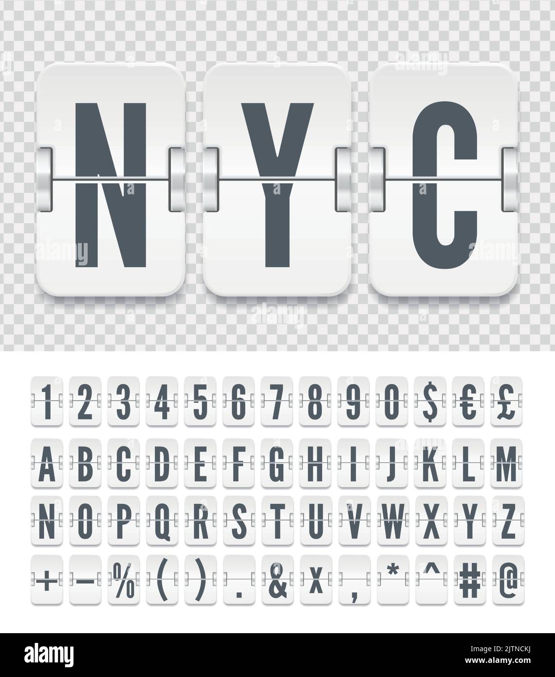 Narrow white flip board font with numbers for showing flight departure ...