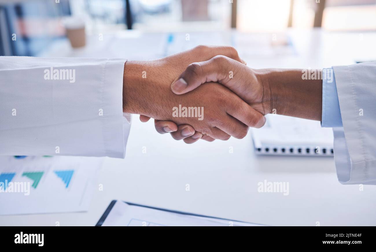 Handshake, collaboration and documents of hands in agreement, teamwork ...