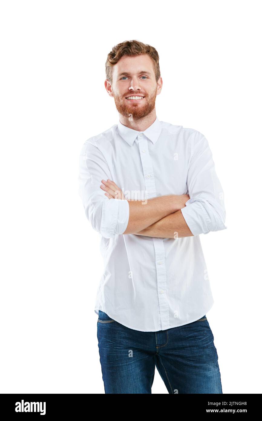 His style is simple and effective. Studio portrait of a handsome young ...
