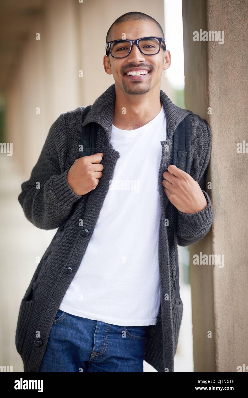 Education is your weapon to change the world. Portrait of a college ...