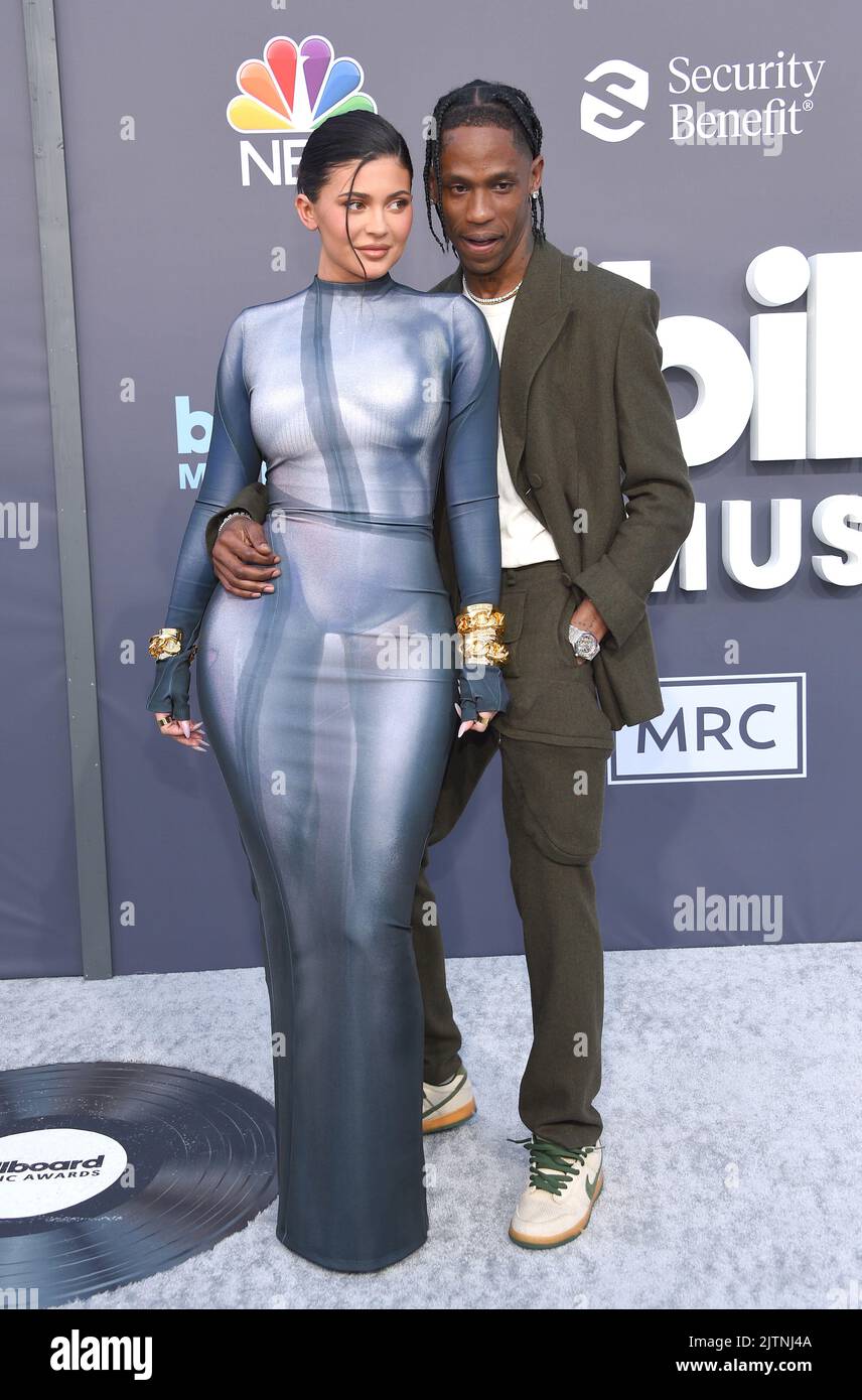 Kylie Jenner and Travis Scott arriving to the 2022 Billboard Music Awards at the MGM Grand ...
