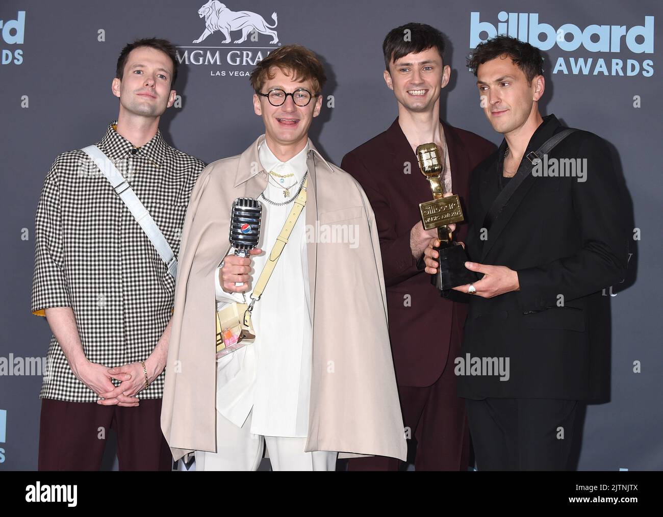 Glass Animals in the pressroom at the 2022 Billboard Music Awards at the MGM Grand Garden Arena ...