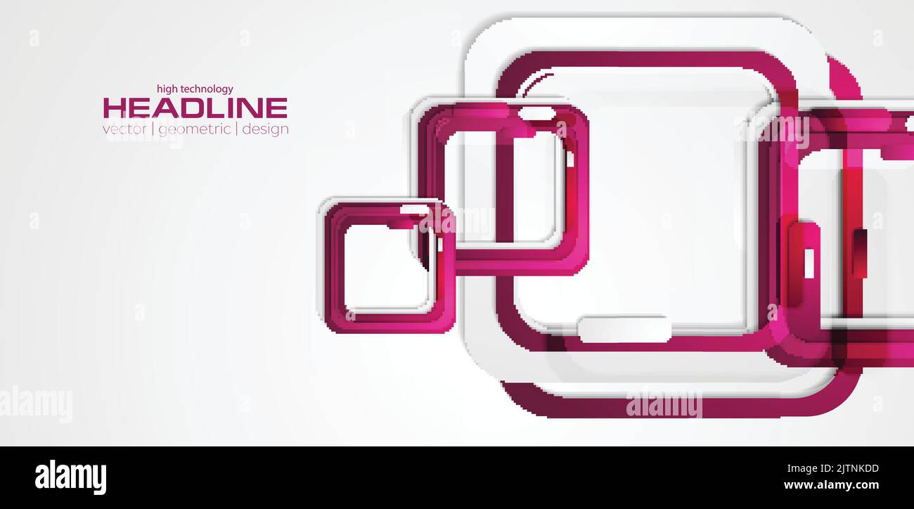 Abstract geometric tech corporate background with bright purple squares. Vector design Stock ...