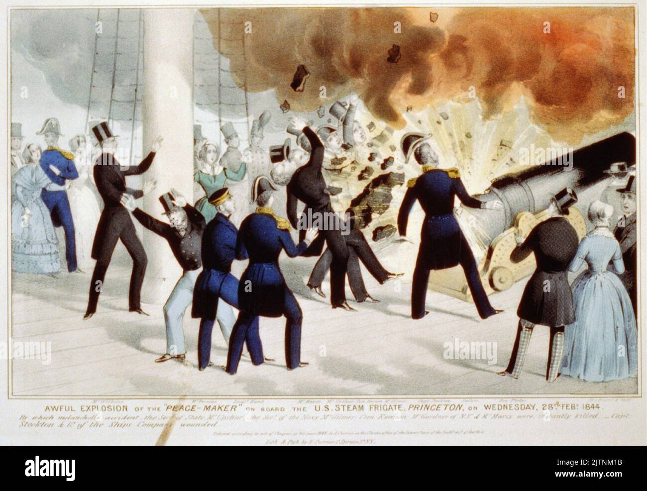 An illustration depicting the explosion aboard the USS Princeton on ...