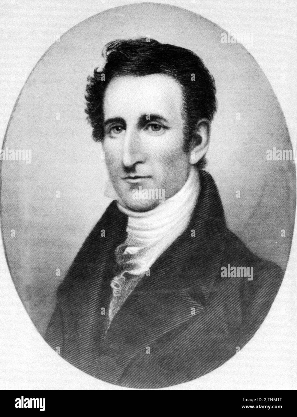 An engraving of John Tyler in his mid-thirties (c. 1826) as Governor of ...