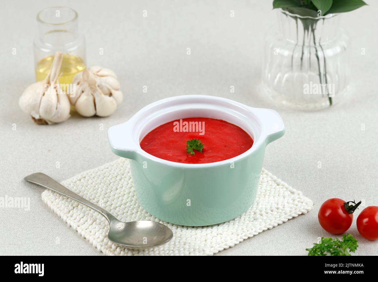 Tomato Soup or Red Tomato Puree in a Bowl, Concept Baby Healthy ...