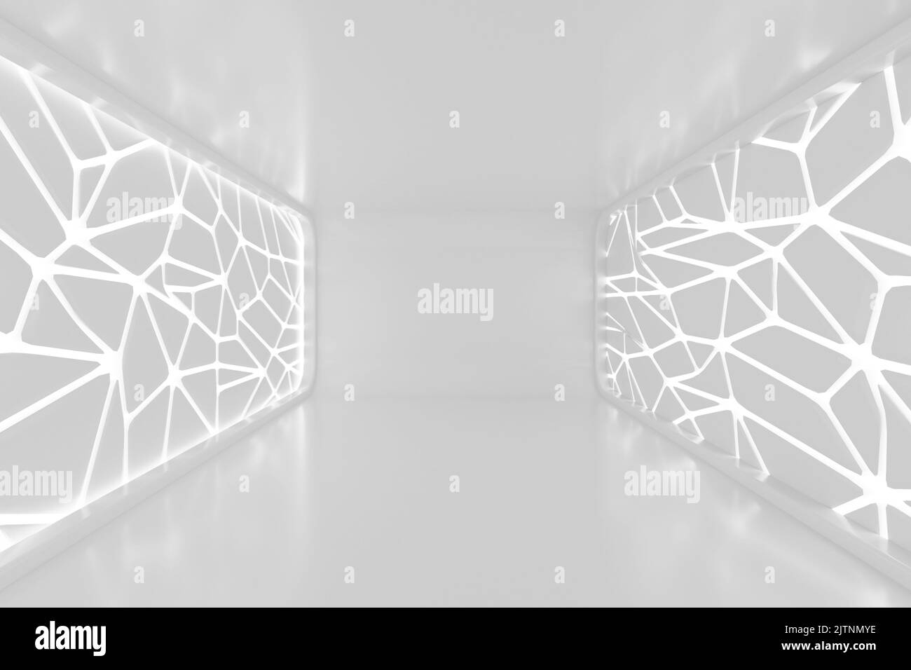 Illuminated Empty Open Space, Corridor or Room Interior, White Abstract ...