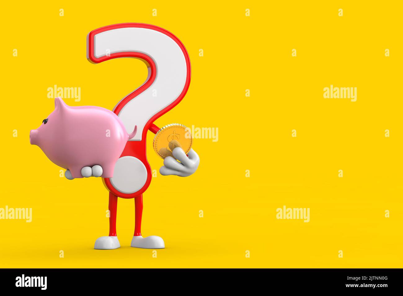 Question Mark Sign Cartoon Character Person Mascot with Piggy Bank and ...