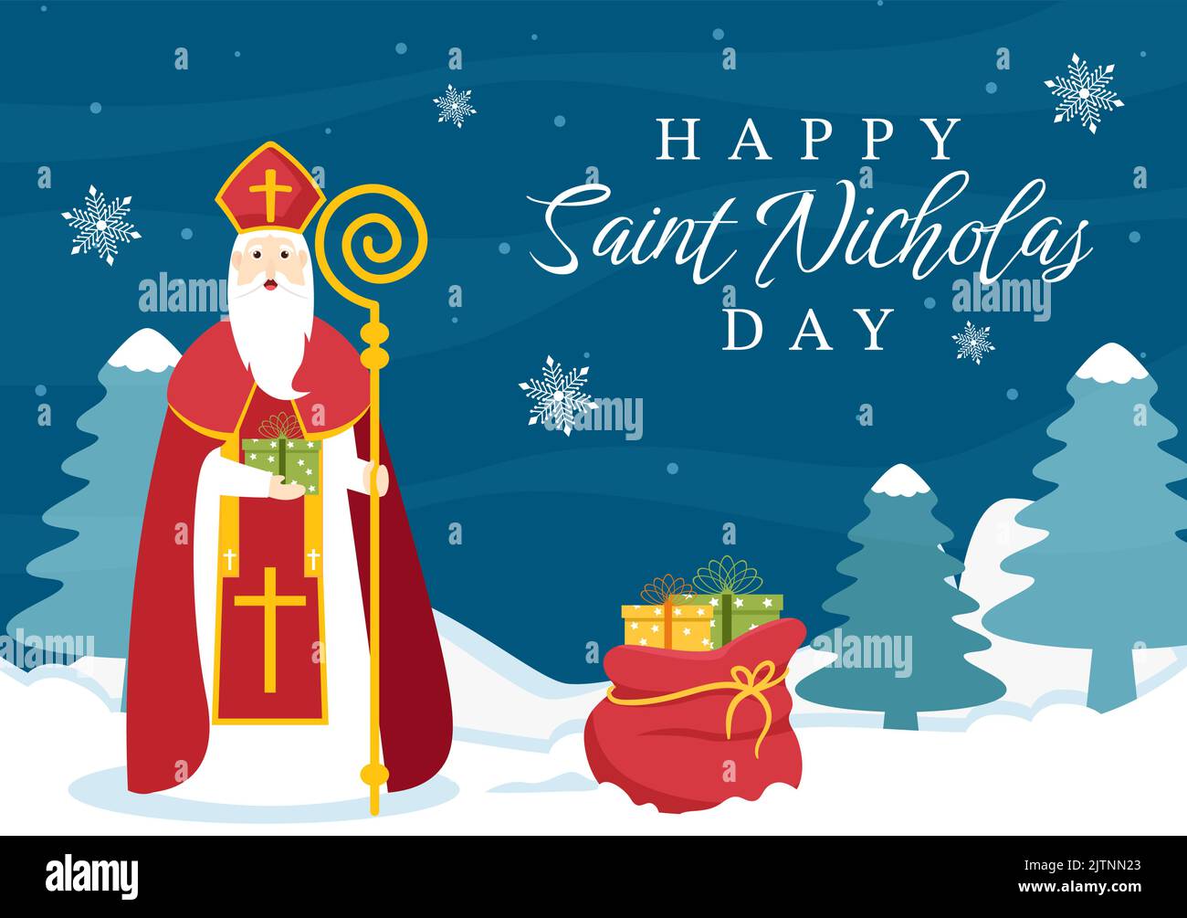 Saint Nicholas Day or Sinterklaas Celebration Template Hand Drawn ...