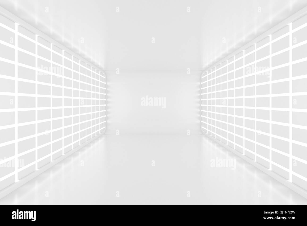 Illuminated Empty Open Space, Corridor or Room Interior, White Abstract ...