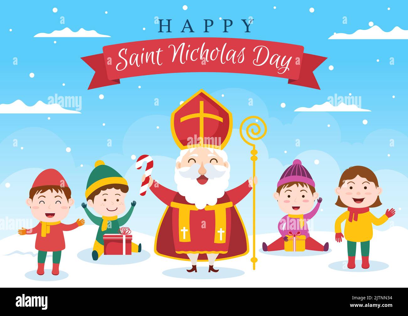 Saint Nicholas Day or Sinterklaas Celebration Template Hand Drawn ...
