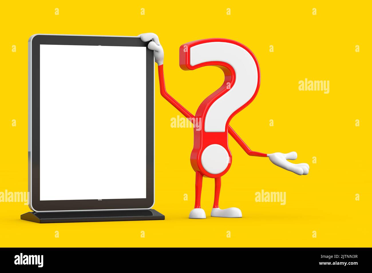 Question Mark Sign Cartoon Character Person Mascot with Blank Trade ...