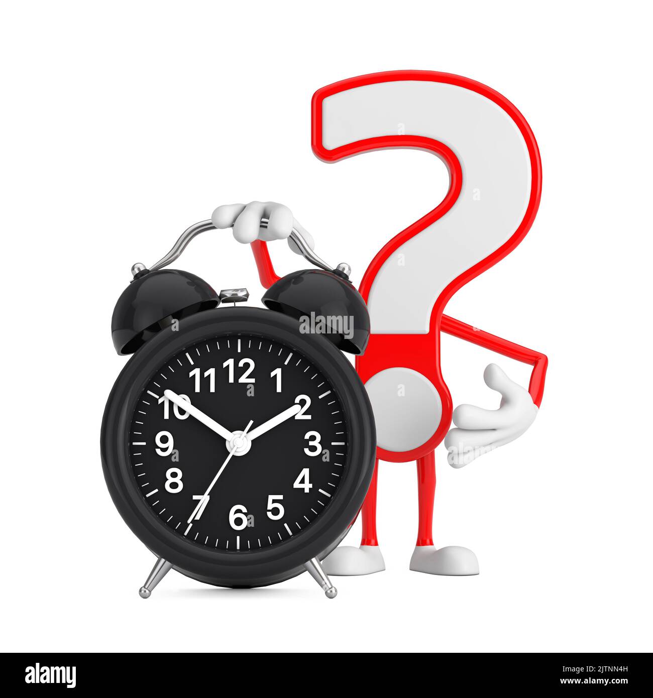 Question Mark Sign Cartoon Character Person Mascot with Alarm Clock on ...