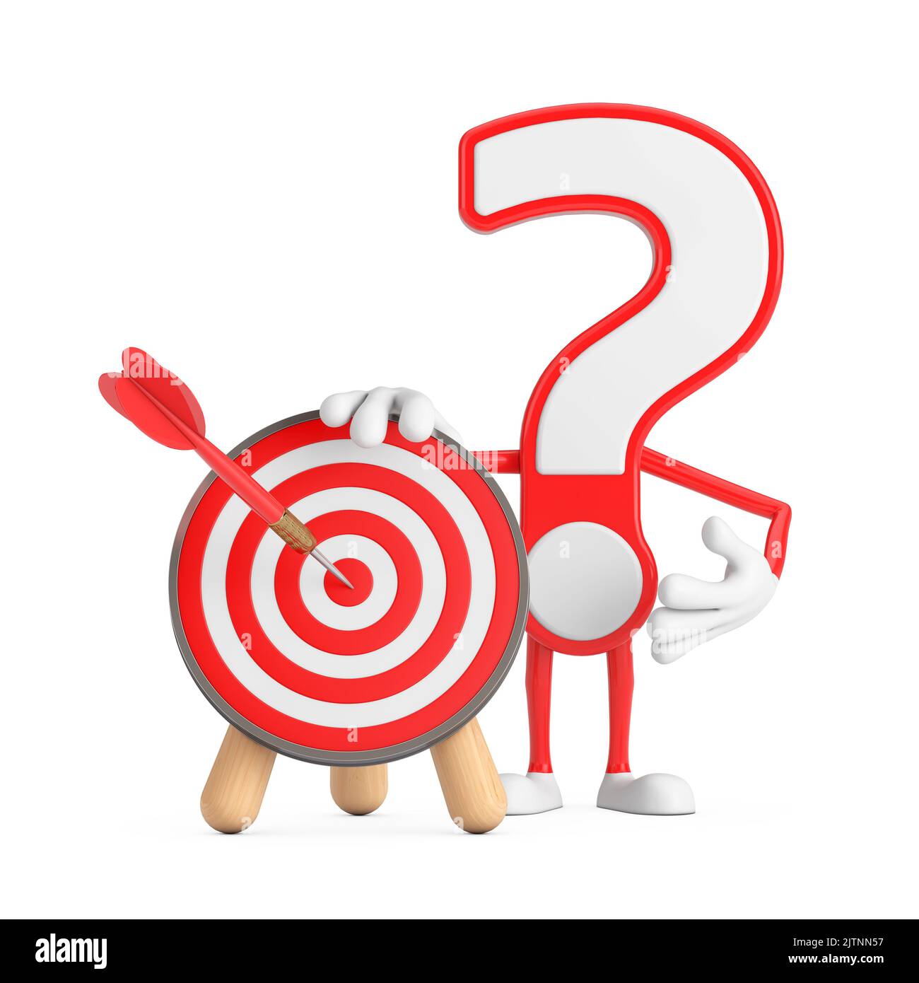 Question Mark Sign Cartoon Character Person Mascot with Archery Target ...
