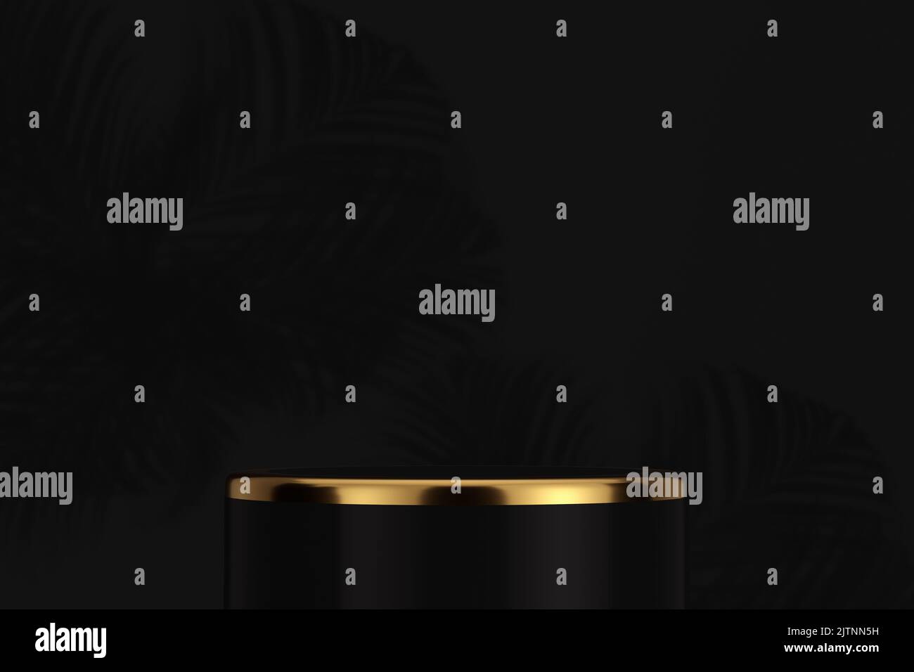 Abstract Black Product Display Podium with Golden Top on a black ...