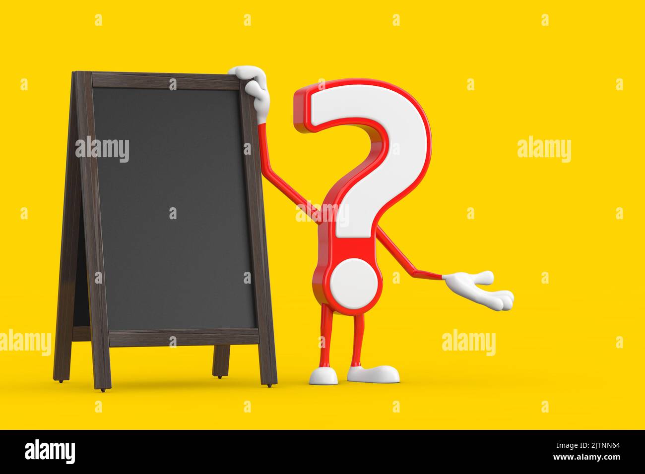 Question Mark Sign Cartoon Character Person Mascot with Blank Wooden ...