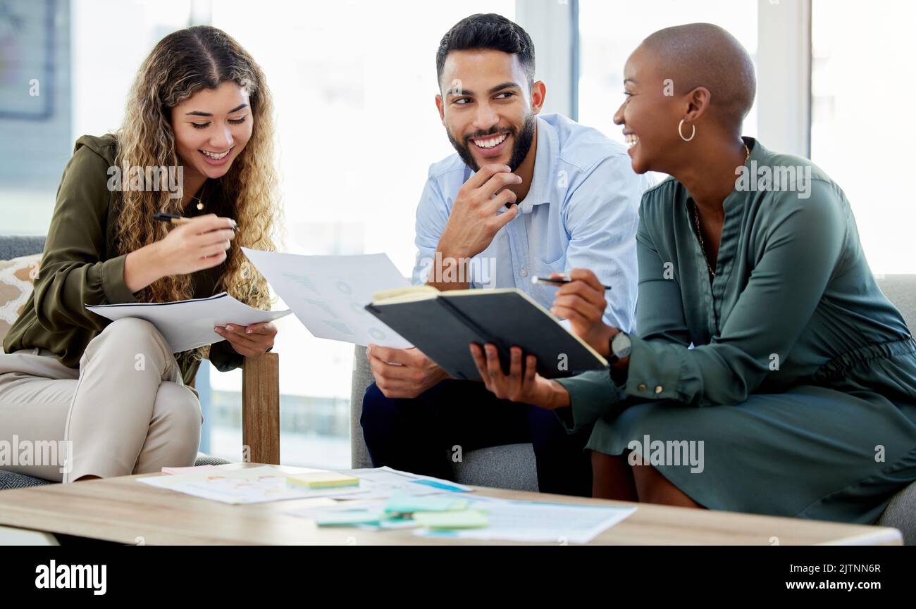 Marketing, teamwork and business people collaboration for target ...