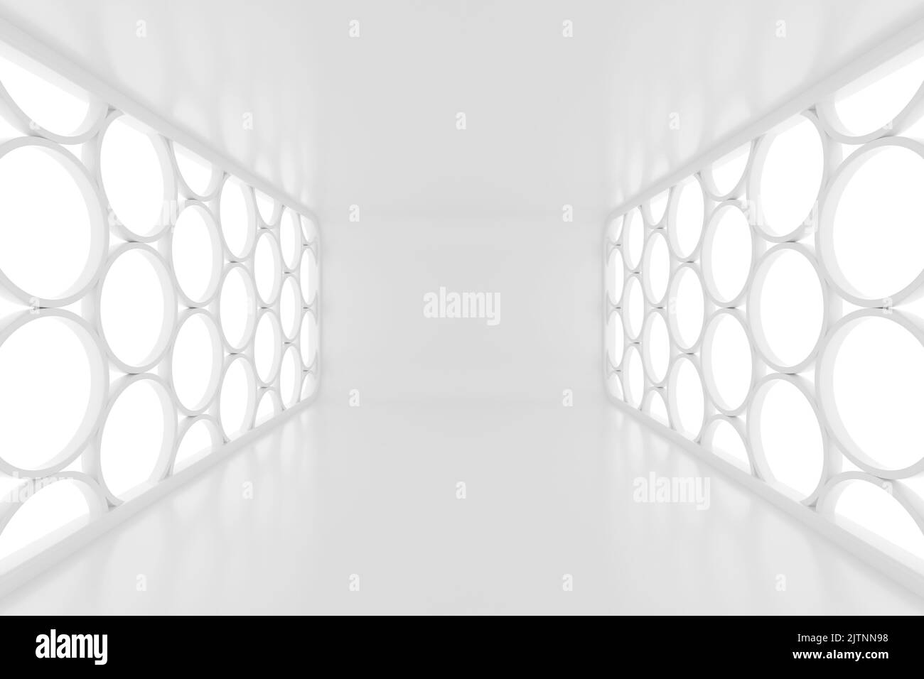 Illuminated Empty Open Space, Corridor or Room Interior, White Abstract ...