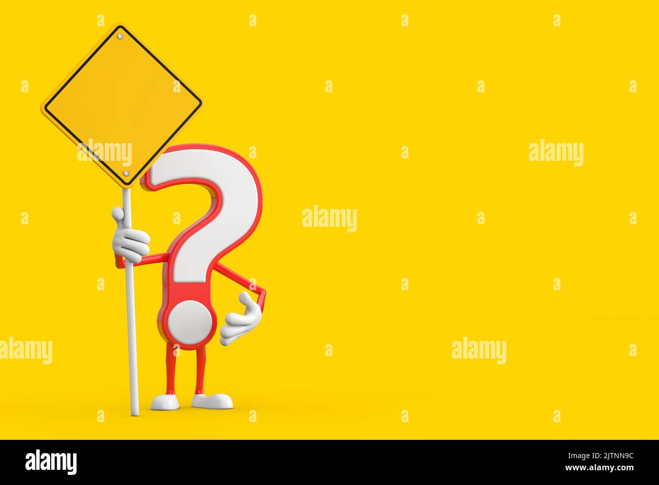 Question Mark Sign Cartoon Character Person Mascot and Yellow Road Sign ...