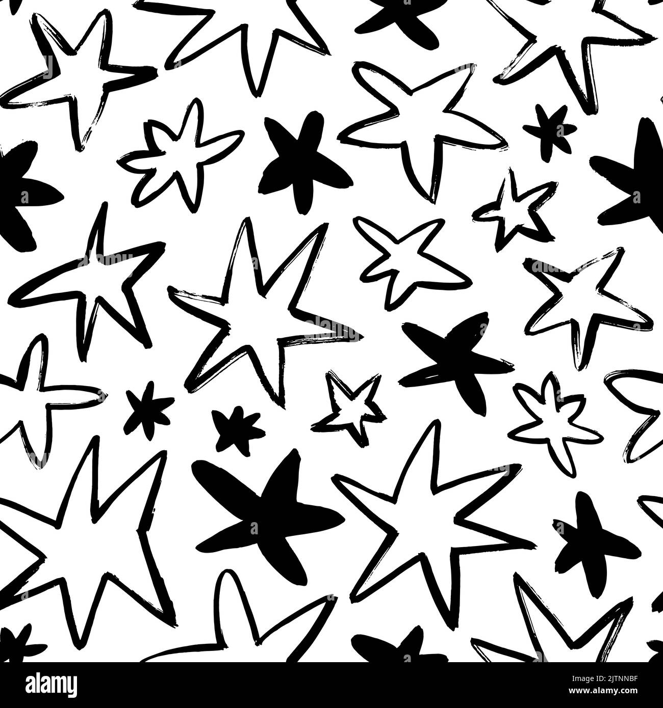 Cartoon stars hand drawn vector seamless pattern Stock Vector Image ...