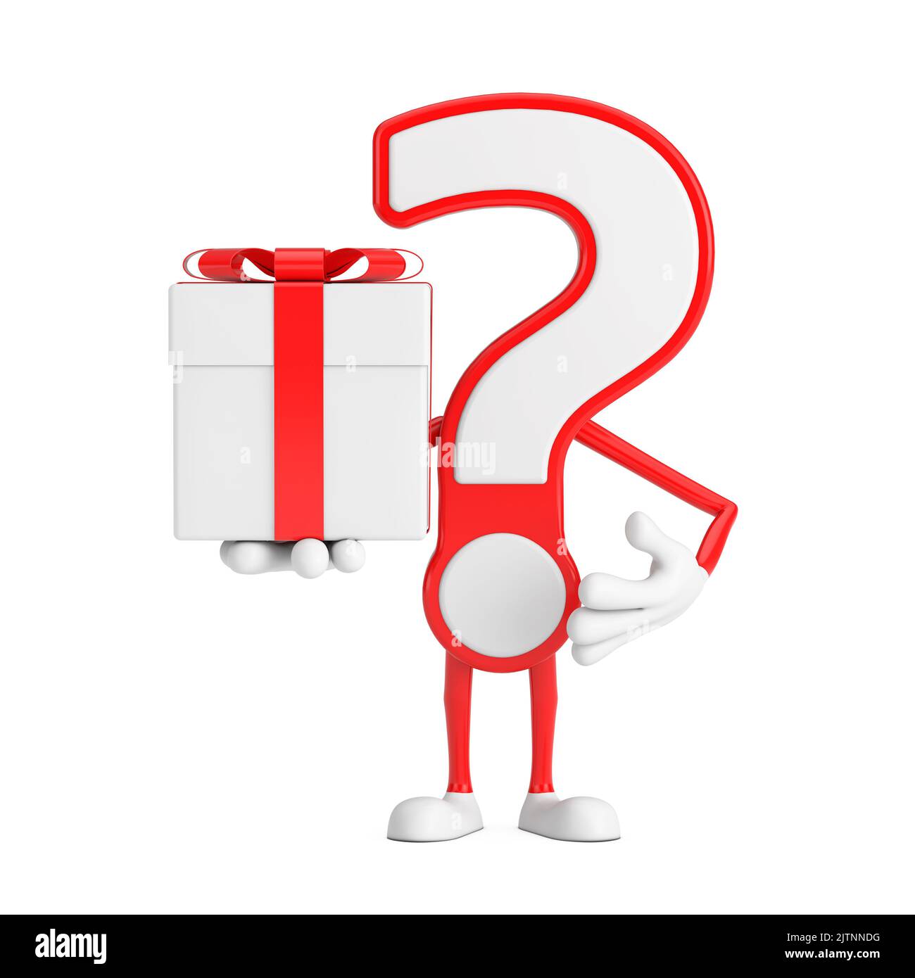 Question Mark Sign Cartoon Character Person Mascot and Gift Box with ...