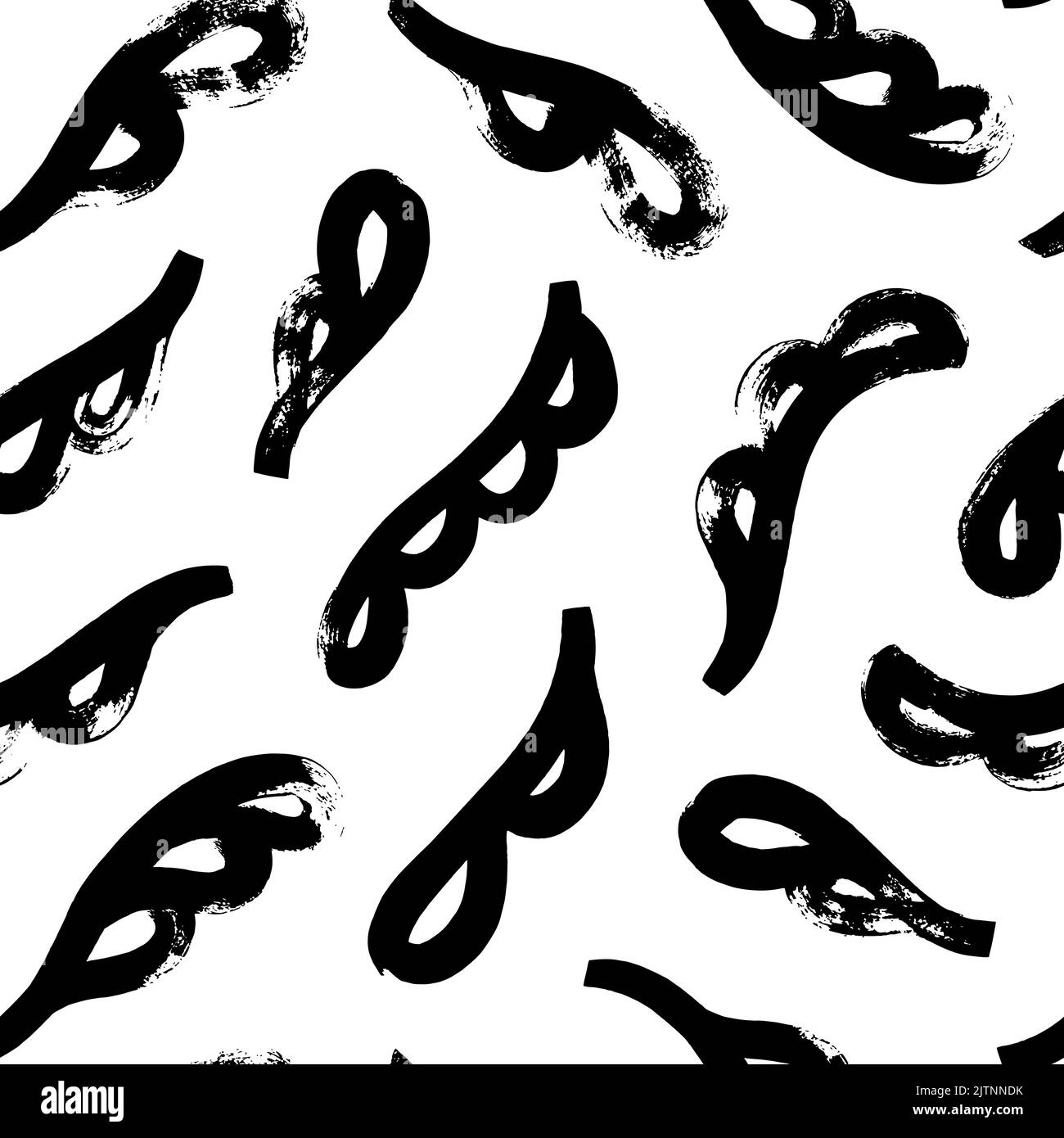 Seamless pattern with black leaves in naive style Stock Vector Image ...
