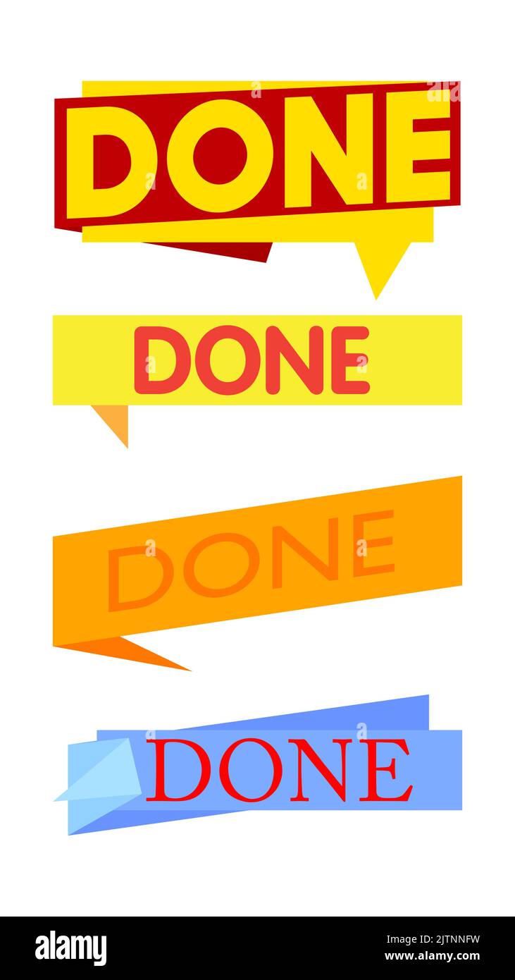 Set of ribbon with Done text. Banner template. Label sticker. Sign ...