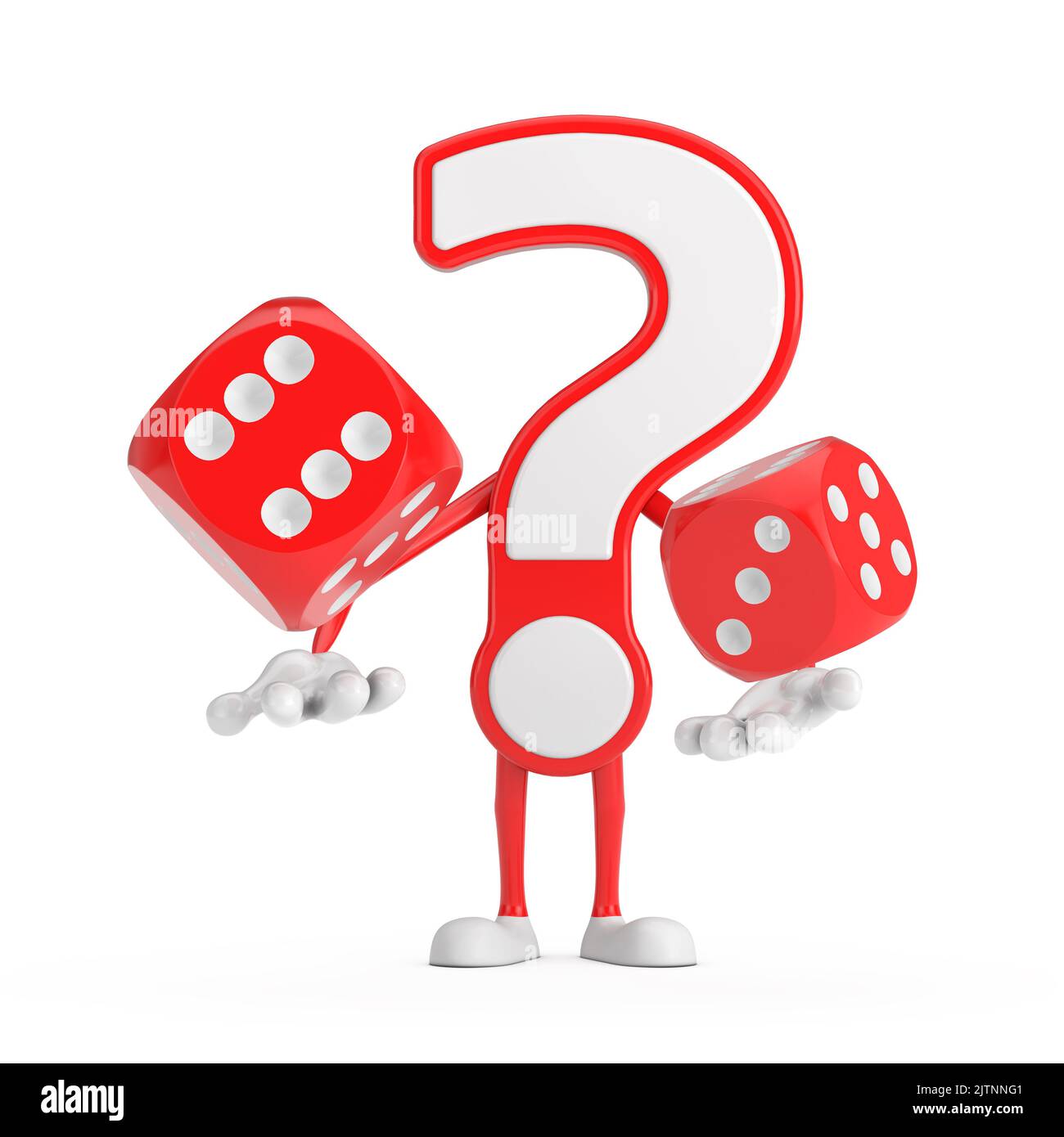 Question Mark Sign Cartoon Character Person Mascot with Red Game Dice ...