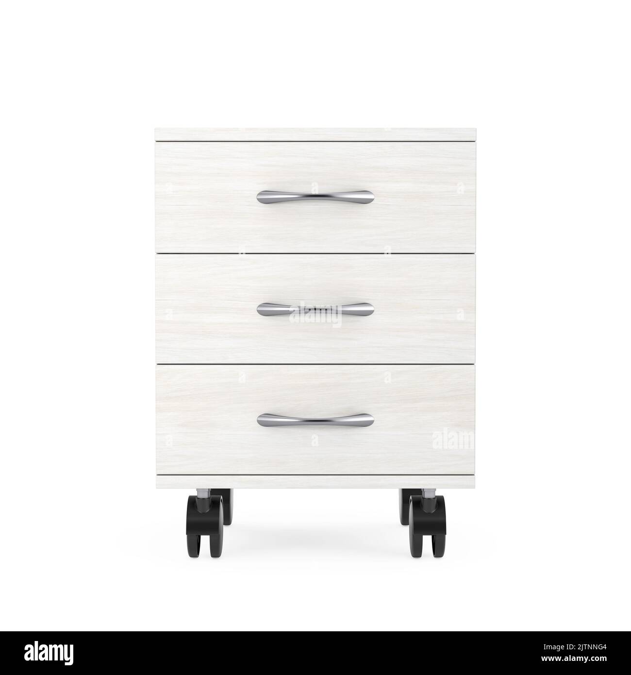 White Modern Room Bedside Table with Wheels on a white background. 3d ...