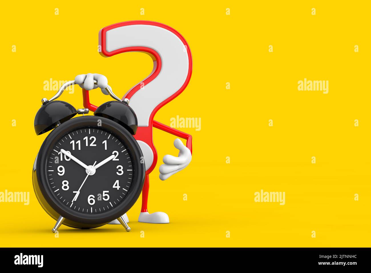 Question Mark Sign Cartoon Character Person Mascot with Alarm Clock on ...