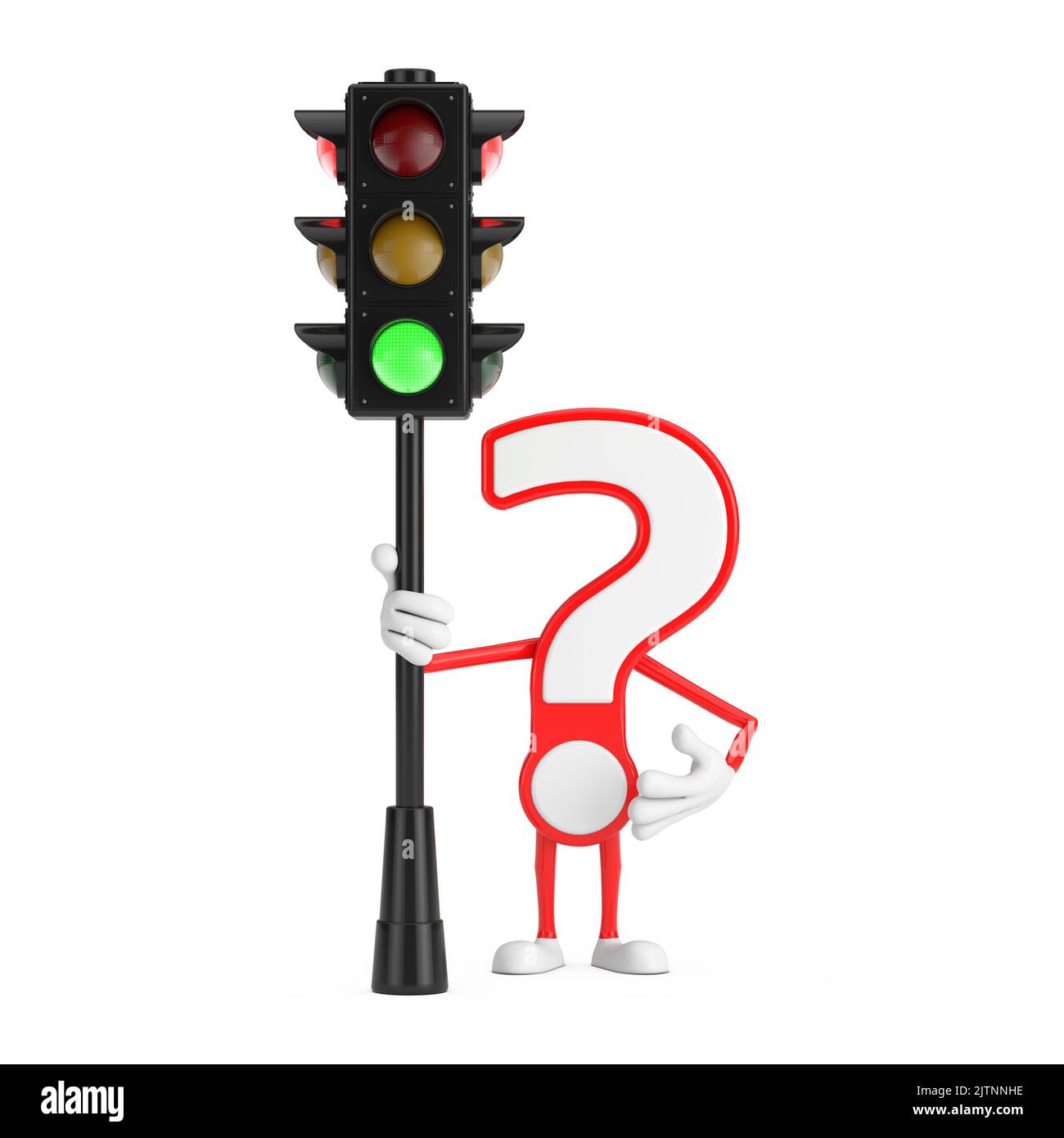 Question Mark Sign Cartoon Character Person Mascot with Traffic Green ...