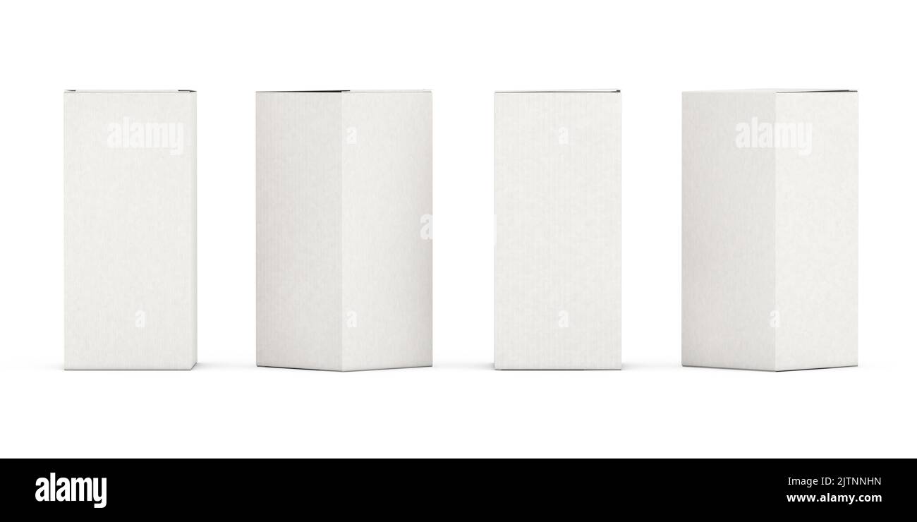 White Cardboard Paper Package Box Mockup in Different View on a white ...