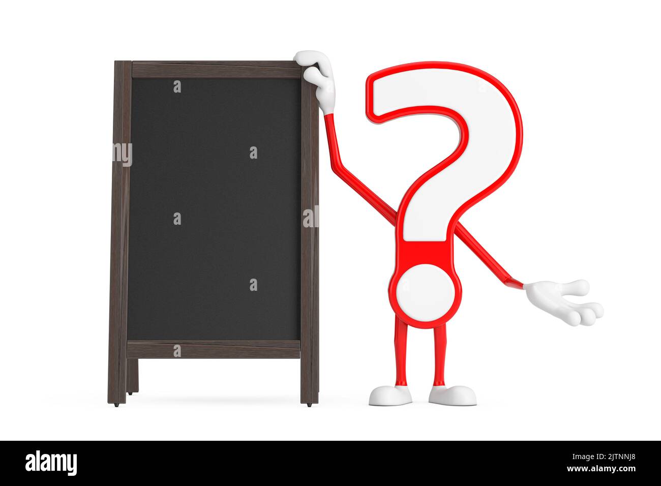 Question Mark Sign Cartoon Character Person Mascot with Blank Wooden ...